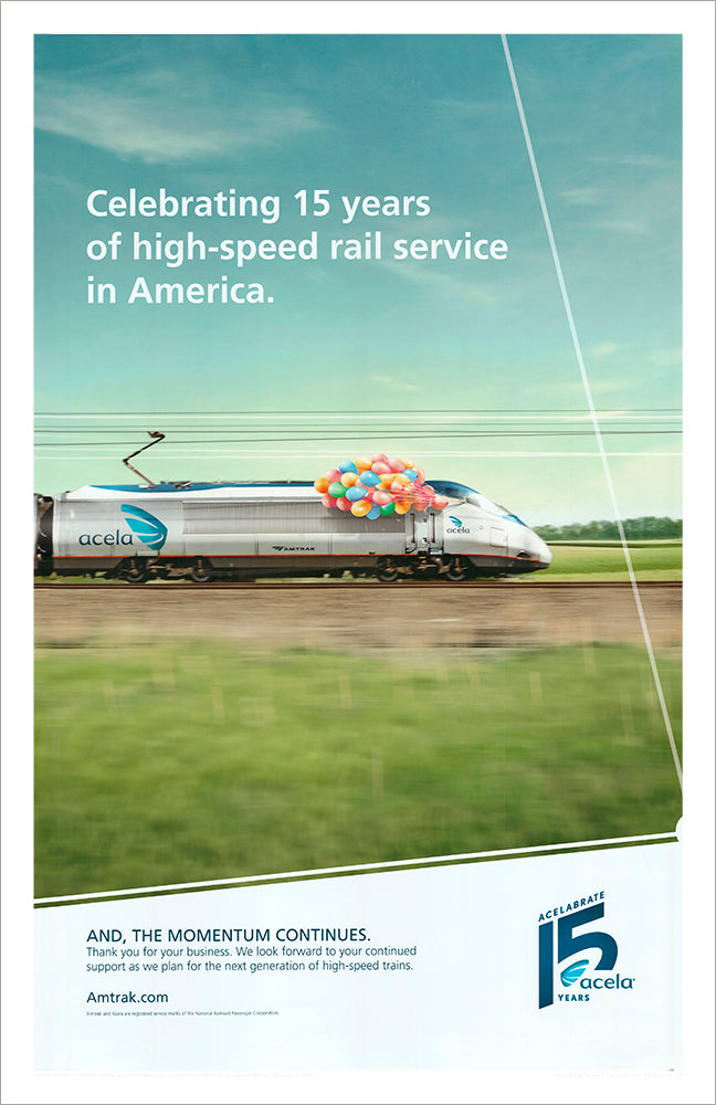 Amtrak Acela-15th-Anniversary Advertisement Poster – Transit Gifts